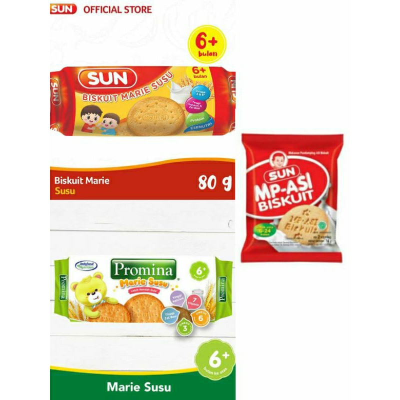 Jual PROMINA / SUN biskuit marie susu 150gr / 80gr / biscuit MPASI ...