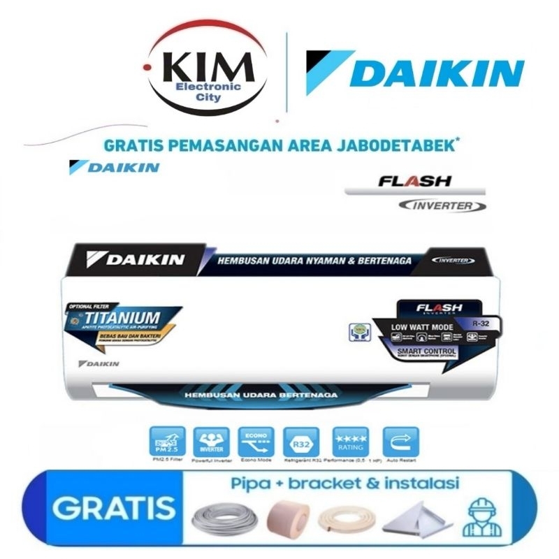 Jual AC DAIKIN 2.5 PK FTKQ60UVM4 FLASH INVERTER THAILAND 2.5 PK [FREE INSTALASI+MATERIAL ...