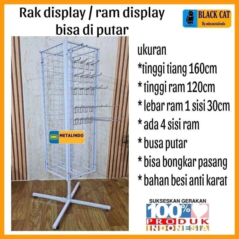 Jual Ram display putar rak putar tinggi 160cm ram display kaca mata rak ...