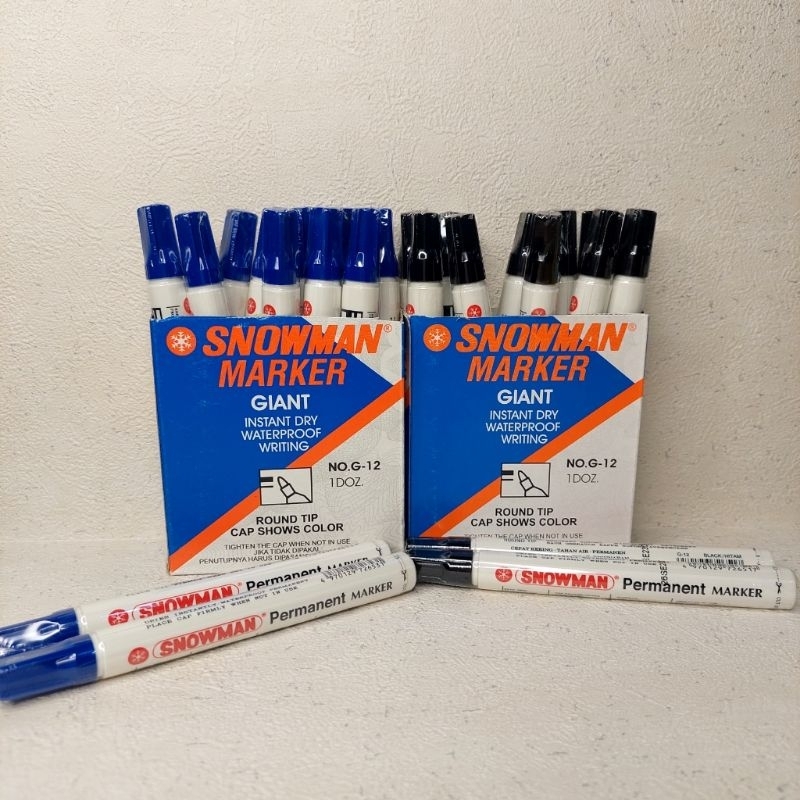 Jual Spidol permanen snowman G-12 GIANT/PER PAK | Shopee Indonesia