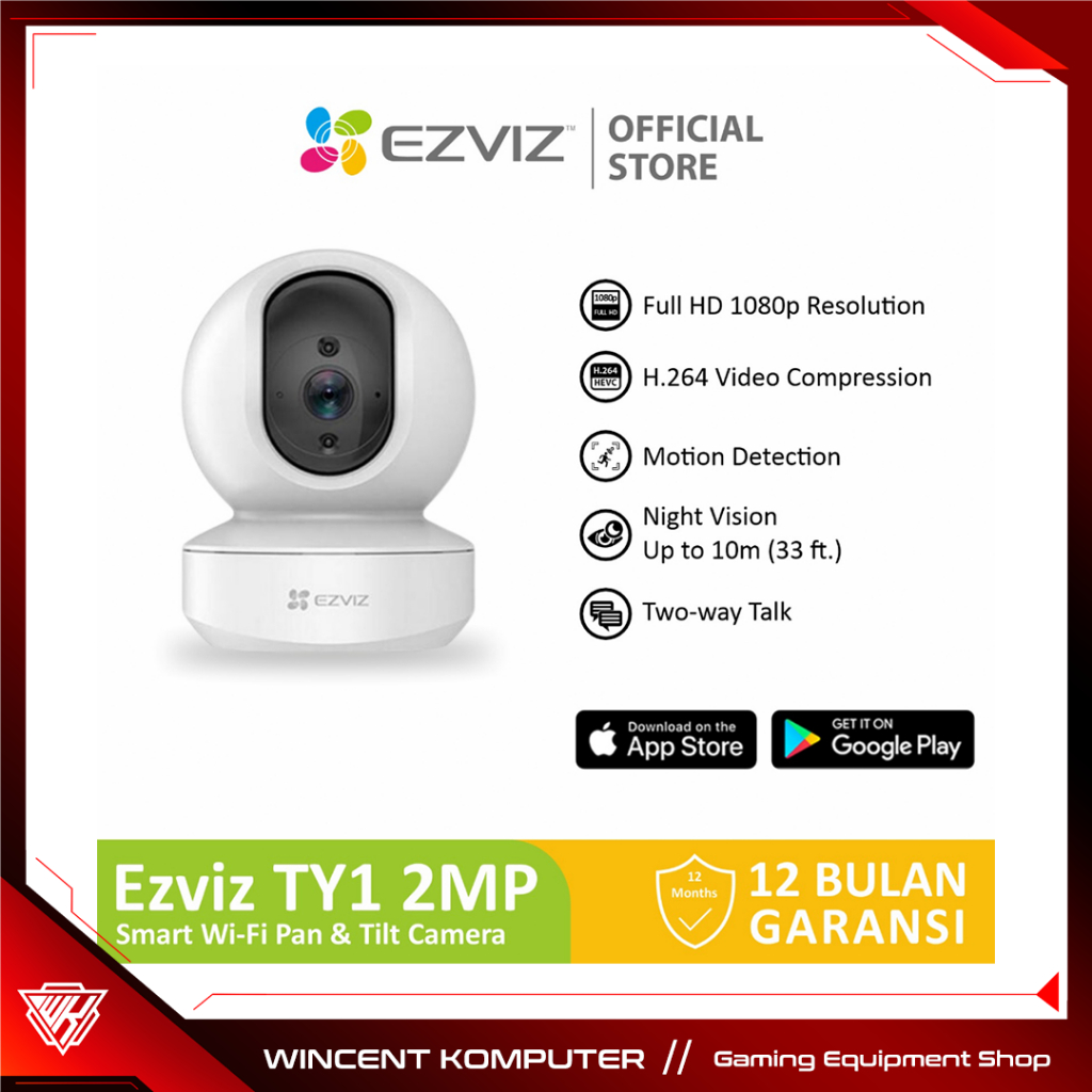 Jual Ezviz TY1 2MP Smart Wifi Pan Tilt IP Camera CCTV Indoor 1080p ...