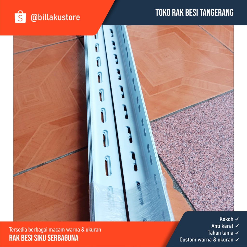Jual Tiang siku lubang 4x4 panjang 100 cm tiang besi siku bolong ...