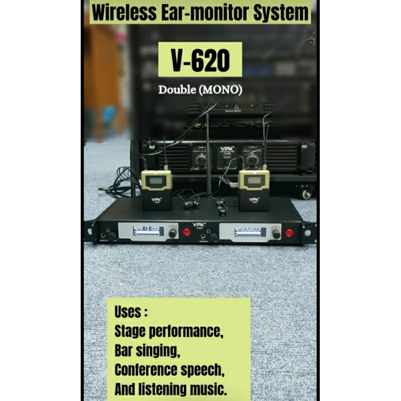 Jual Wireless Ear Monitoring System Ear monitor VPK V620/VPK V 620 double monitor | Shopee Indonesia
