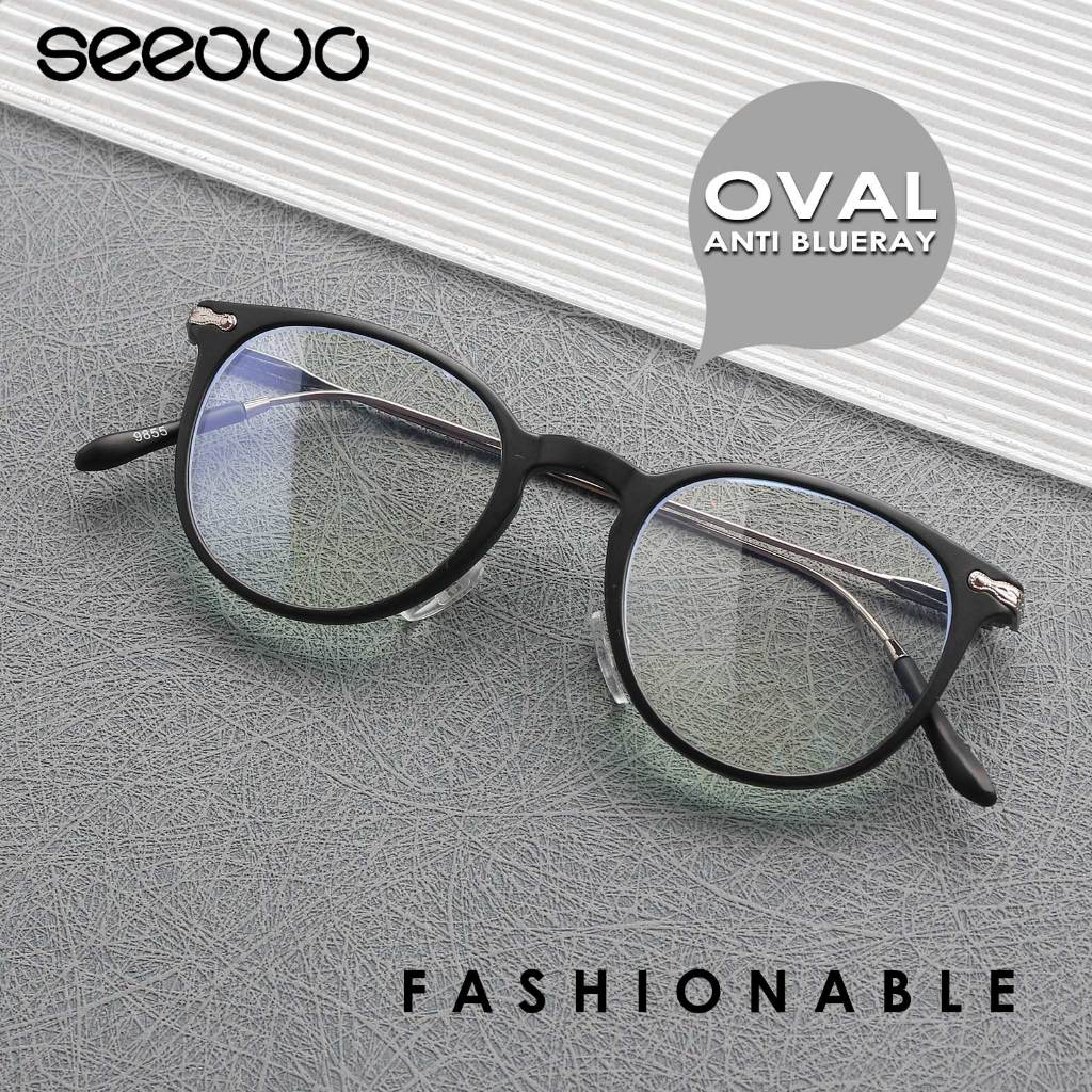 Jual Seeouo Kacamata Antiradiasi Blueray Bentuk Oval Style Simple Fashion Pria Wanita Bisa Minus ...