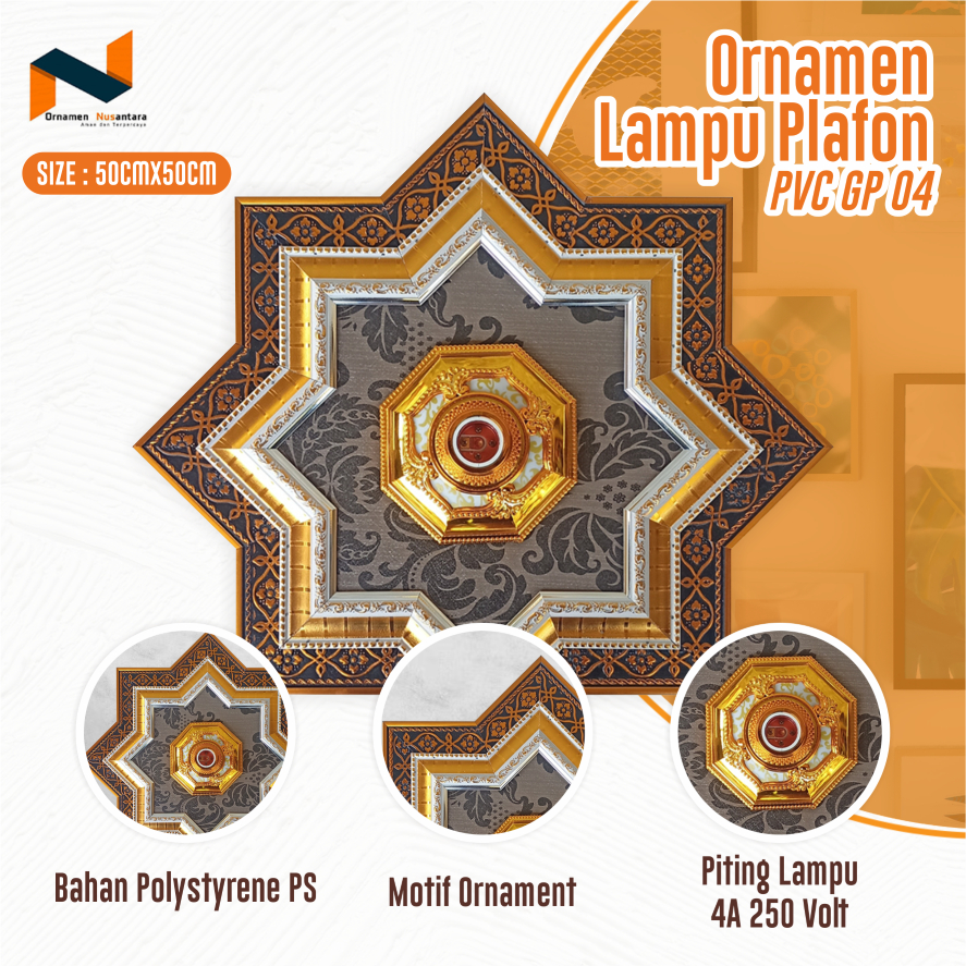 Jual Ornament Plafon PVC GP 04 ukuran 50cmx50cm Fitting lampu terbaru ...