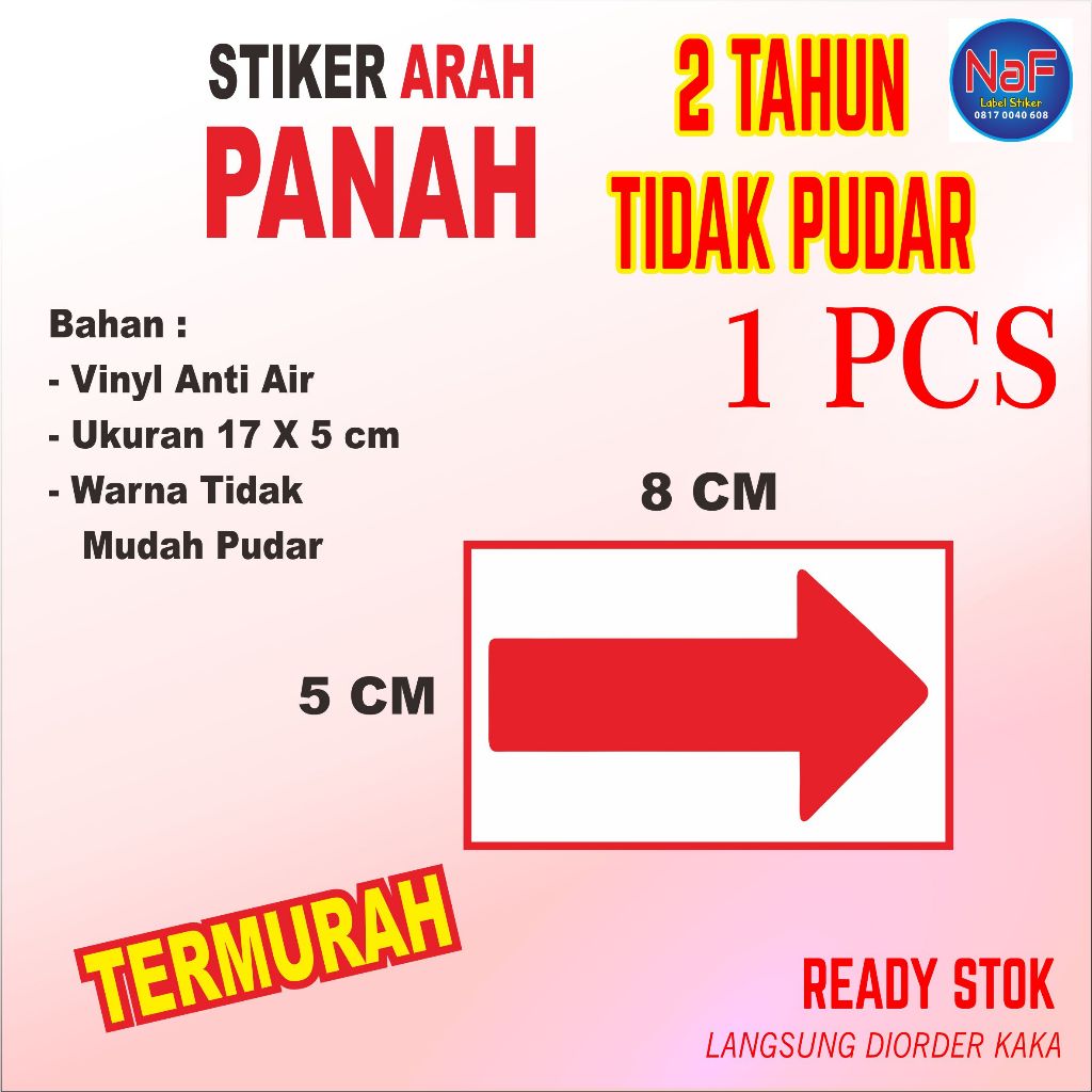 Jual Stiker petunjuk arah panah merah kecil Sticker K3 rambu arah panah ...