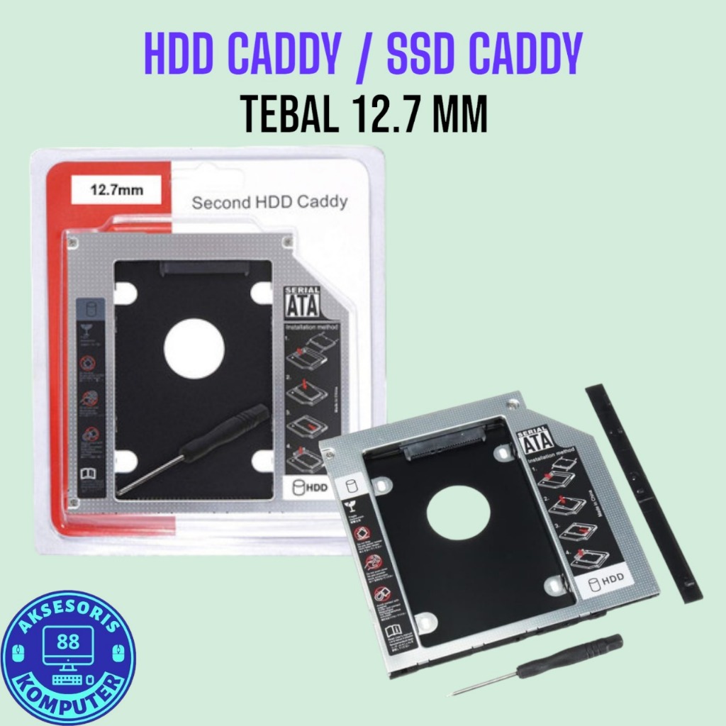 Jual HDD CADDY TEBAL 12.7 MM SATA DVD SLOT HARDISK / SSD CADDY | Shopee ...