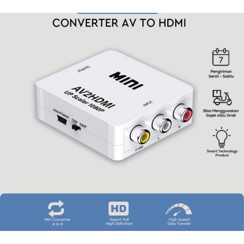 Jual CONVERTER MINI AV2HDMI, AV / RCA TO HDMI HD VIDEO 1080p | Shopee ...