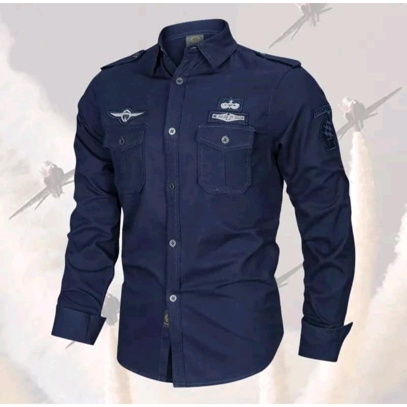 Jual Kemeja Tactical Cowok Model Slimfit Kemeja Korsa Lengan Panjang ...