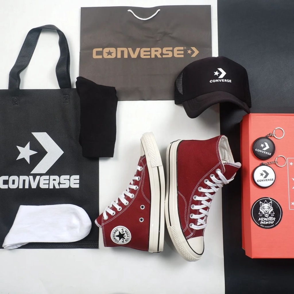 Jual [ BANYAK BONUS ] Cons Chuck Taylor All Star 70s High Maroon Egret ...