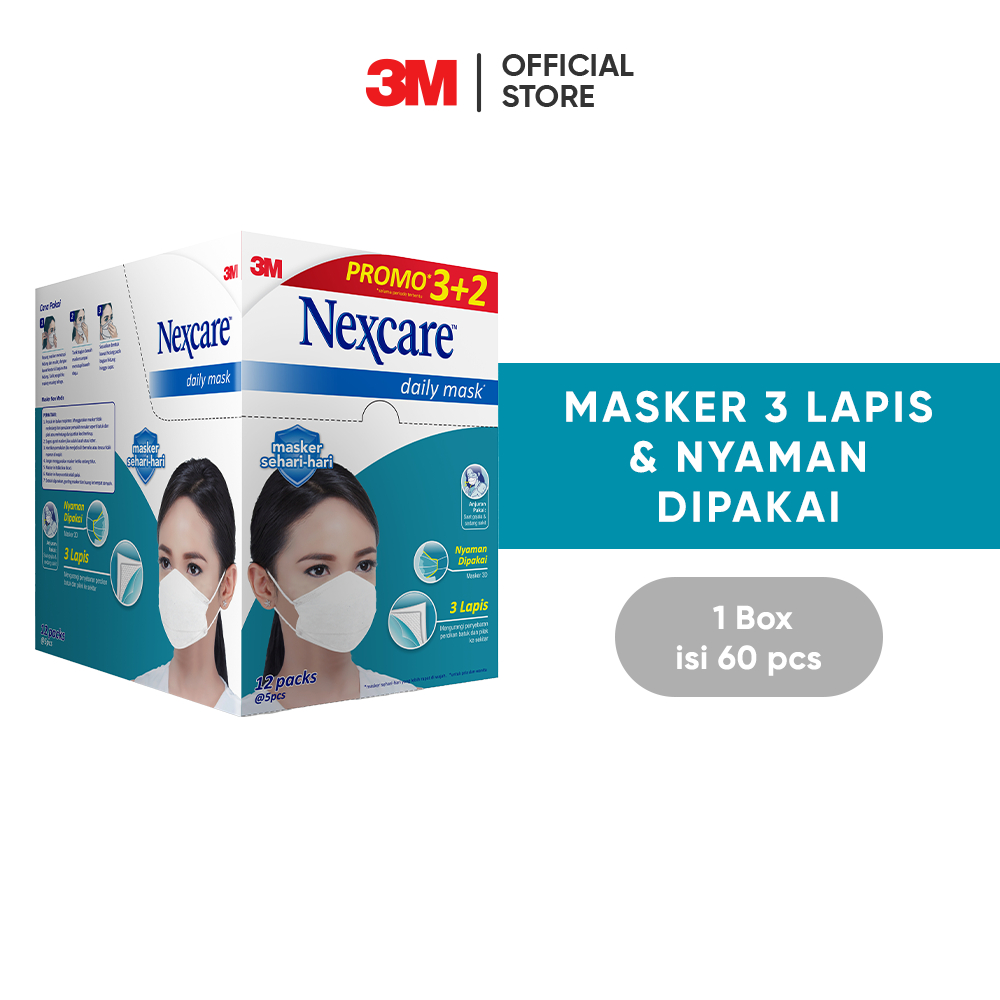 Jual 3M™ Nexcare™ Daily Mask, 3 Lapis & nyaman dipakai, 1 Box, Untuk ...