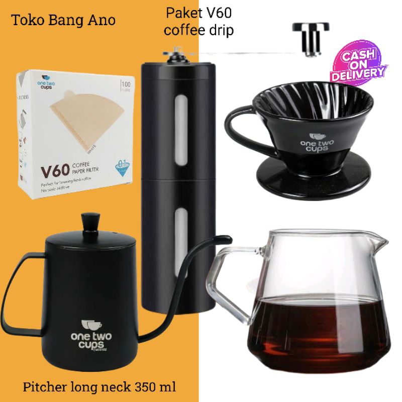Jual Paket lengkap alat kopi manual v60 teko+grinder+gelas server ...
