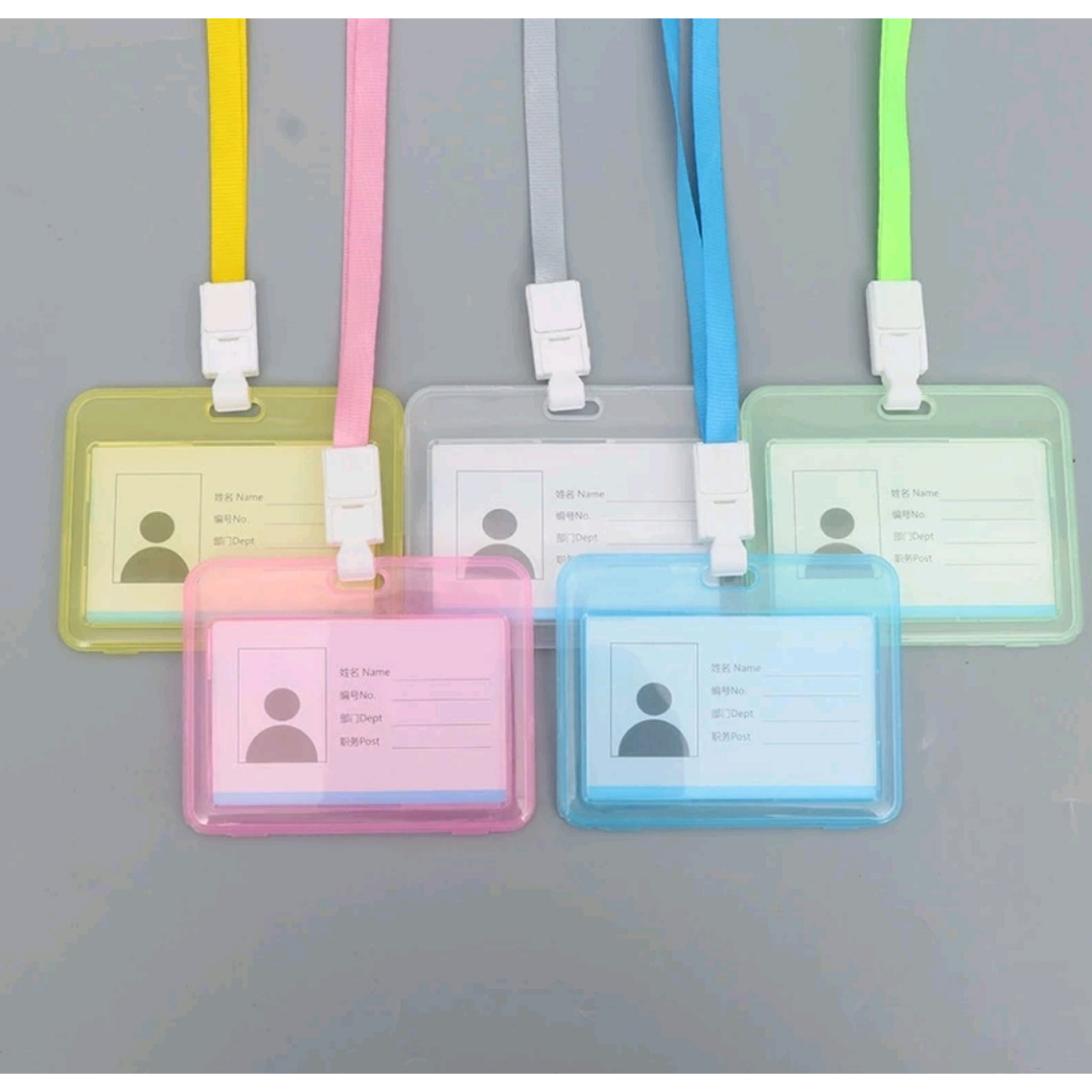Jual Name Tag Id Card Transparant Gantungan Kartu Nama Plastik Vertical ...