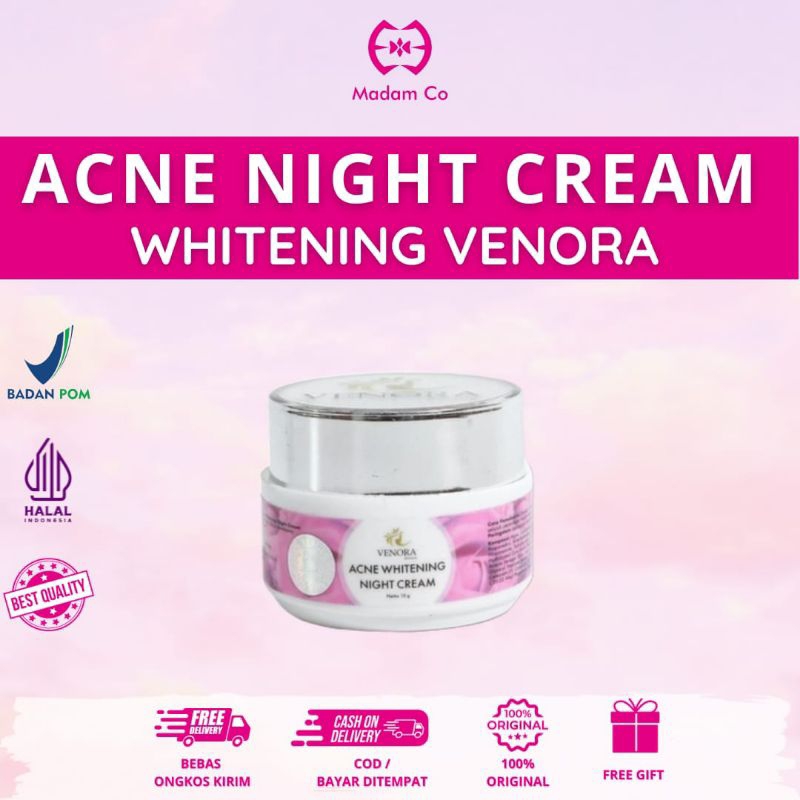 Jual Acne Night Cream Whitening Venora | Shopee Indonesia