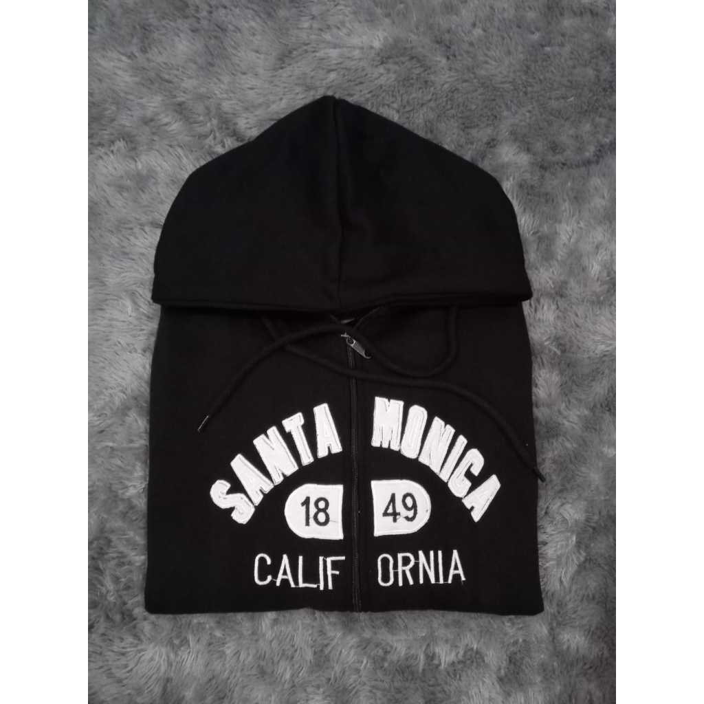 Jual Jaket WHO A.U Hoodie Zipper Hitam SANTA MONICA Logo Texs Pull ...