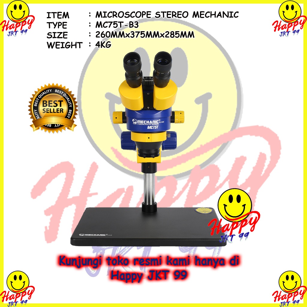 Jual MICROSCOPE STEREO MECHANIC MC75T-B3 TRINOCULAR TRINOKULAR | Shopee ...