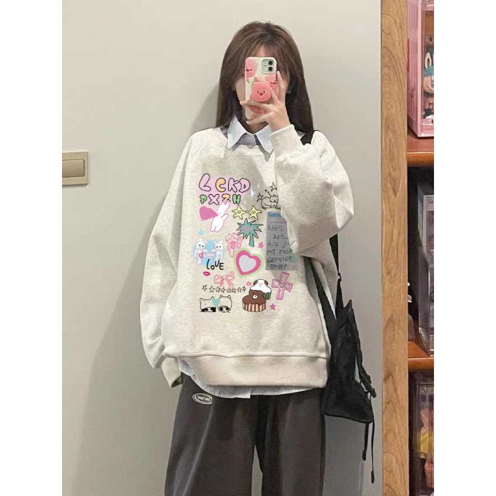 Jual NEPL RABBIT LOVE SWEATER CREWNECK MOTIF TEXT KARTUN LUCU | Shopee ...