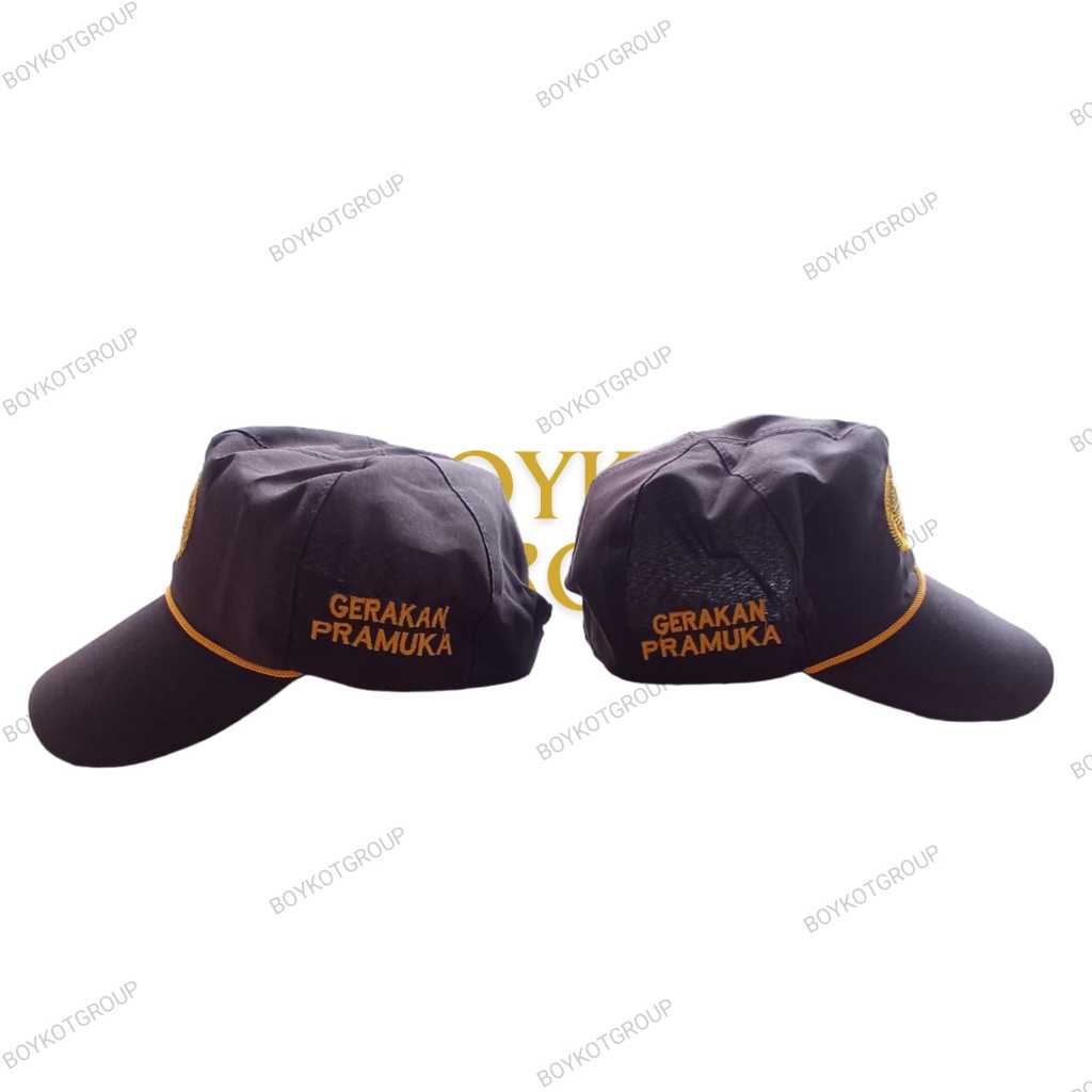 Jual topi pramuka lis kuning topi gerakan pramuka lis kuning bordir ...