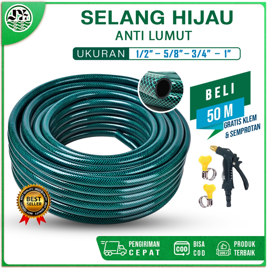 Jual SELANG AIR 50 METER 1 ROL / SELANG AIR 1/2 5/8 3/4 INCH / SELANG AIR TAMAN HIJAU ANTI LUMUT ...