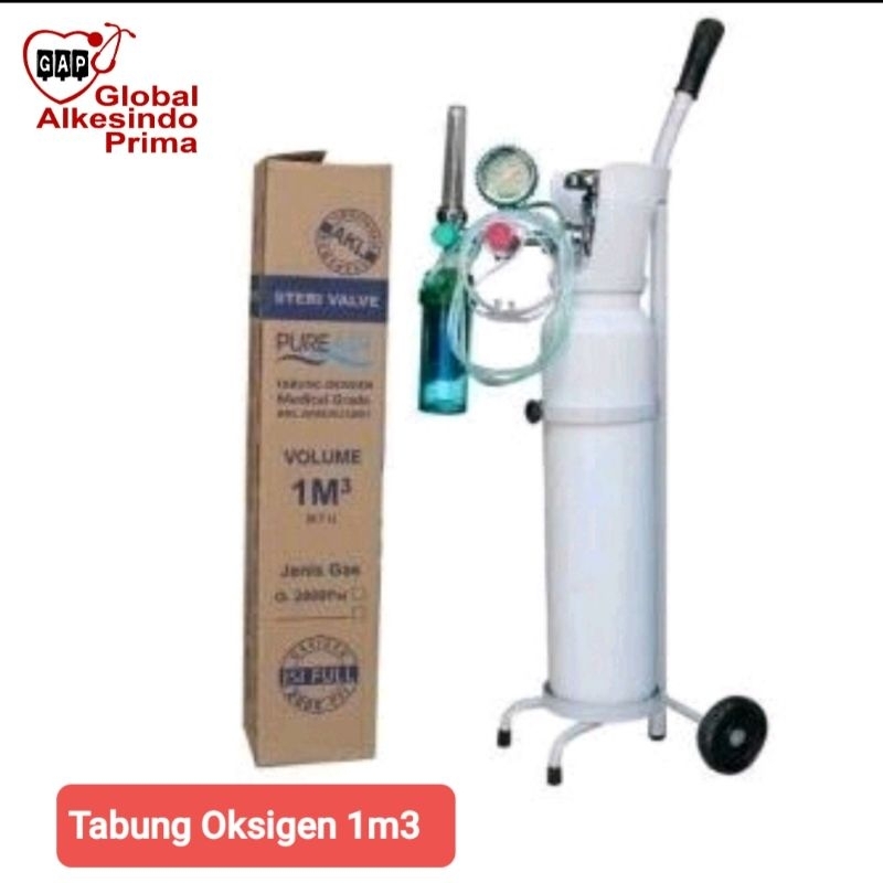 Jual Tabung oksigen 1m3 Set + Isi Tabung Regulator troley | Shopee Indonesia