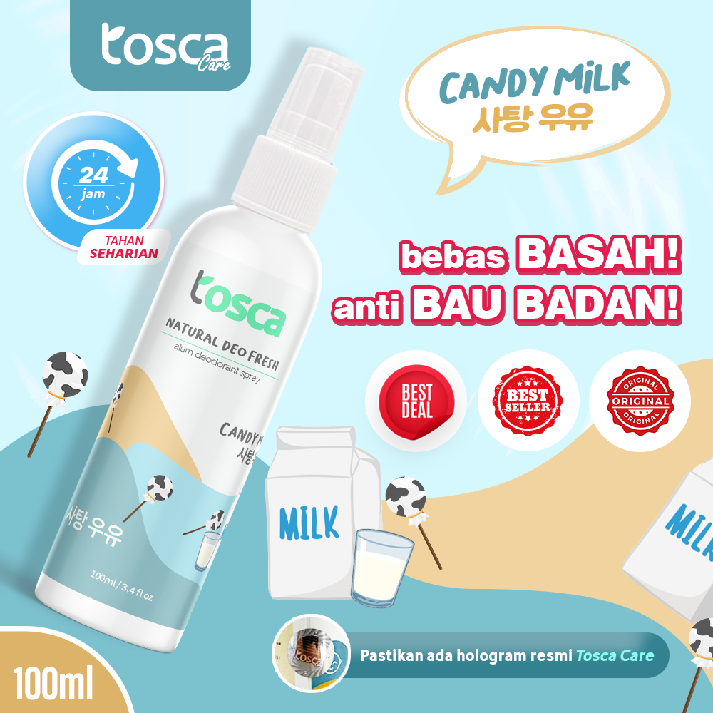 Jual TOSCA Natural Deodorant Spray 100ml Aroma Candy Milk Permen Susu ...