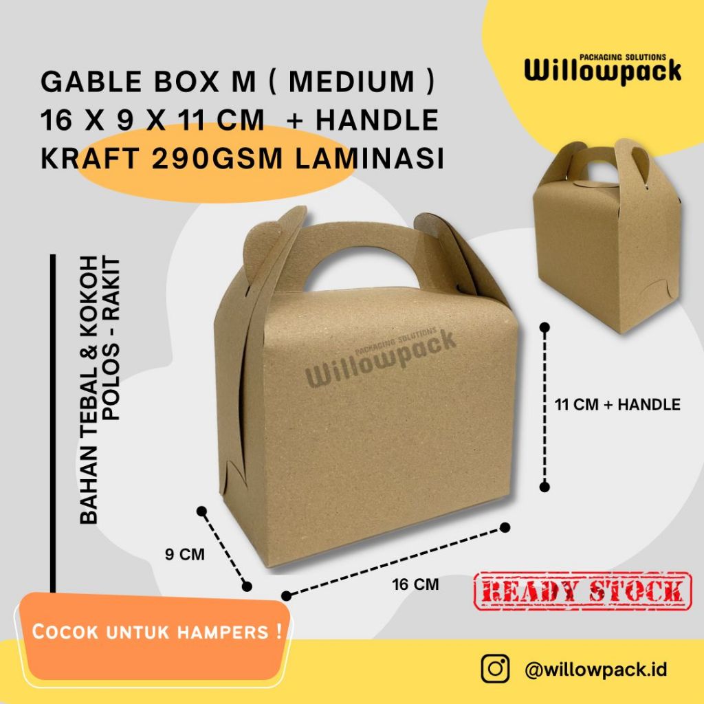 Jual GABLE BOX MEDIUM M 16x9x11 DUS TENTENG KRAFT LAMINASI | Shopee Indonesia