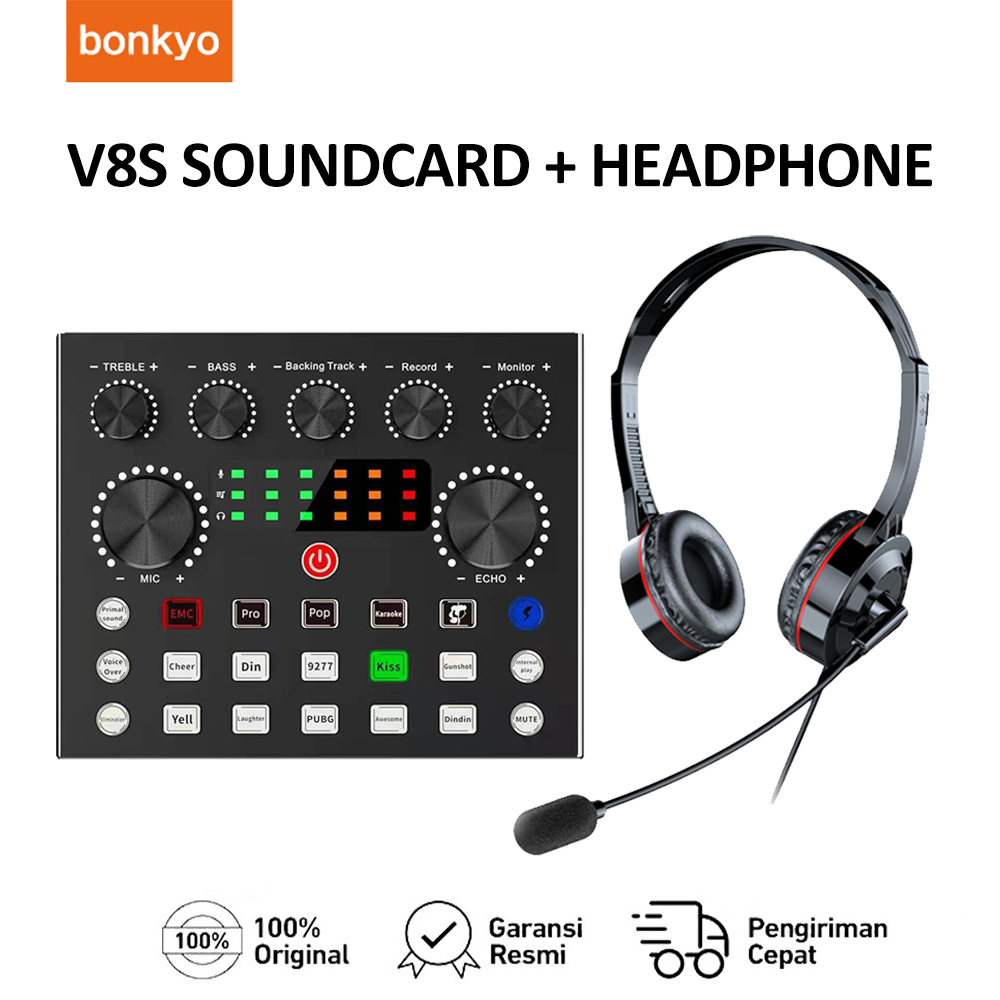 Jual Bonkyo V8S sound card singing recording professional live ...