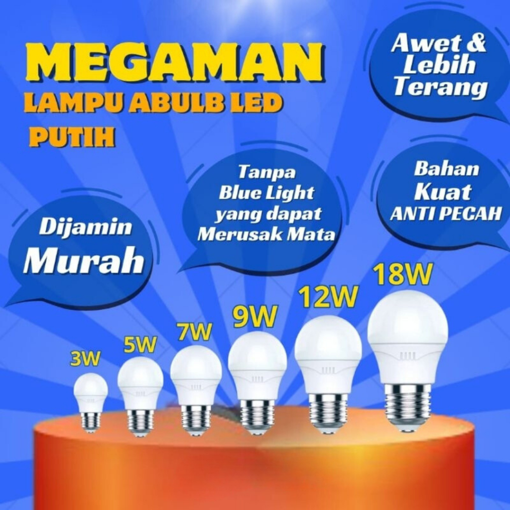 Jual LAMPU LED MEGAMAN BULB 3W-25W BOHLAM LED MEGAMAN 3W-25W | Shopee Indonesia