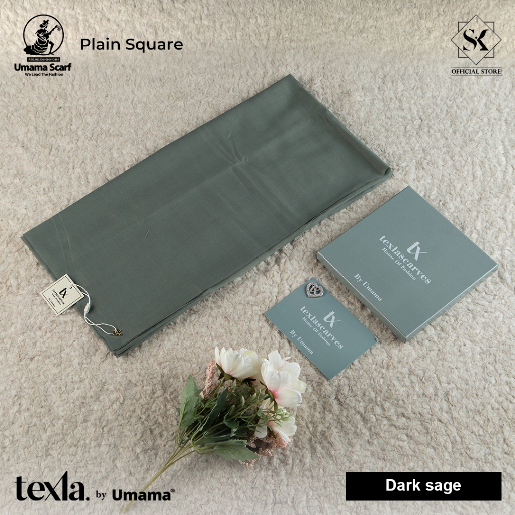 Jual BOX TEXLA SCARVES POLOS BY UMAMA SCARF FREE BROOCH Jilbab Umama ...