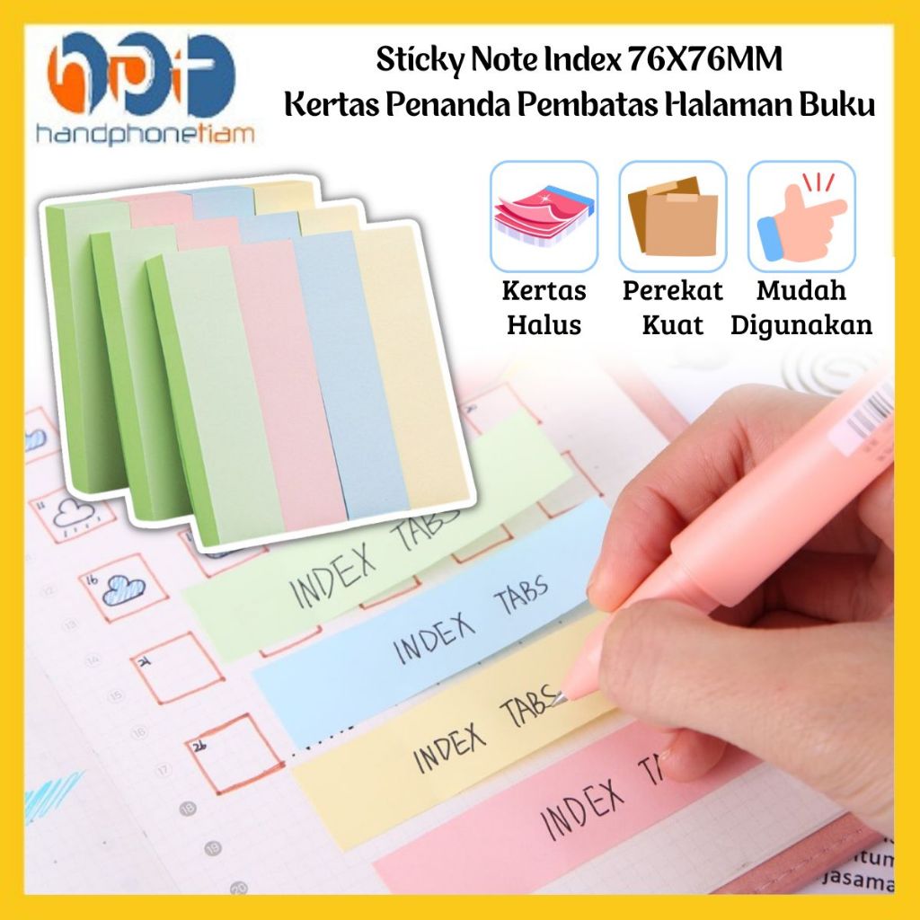Jual Sticky Note Index 76X76MM 100 Lembar Kertas Polos Kecil Pembatas ...