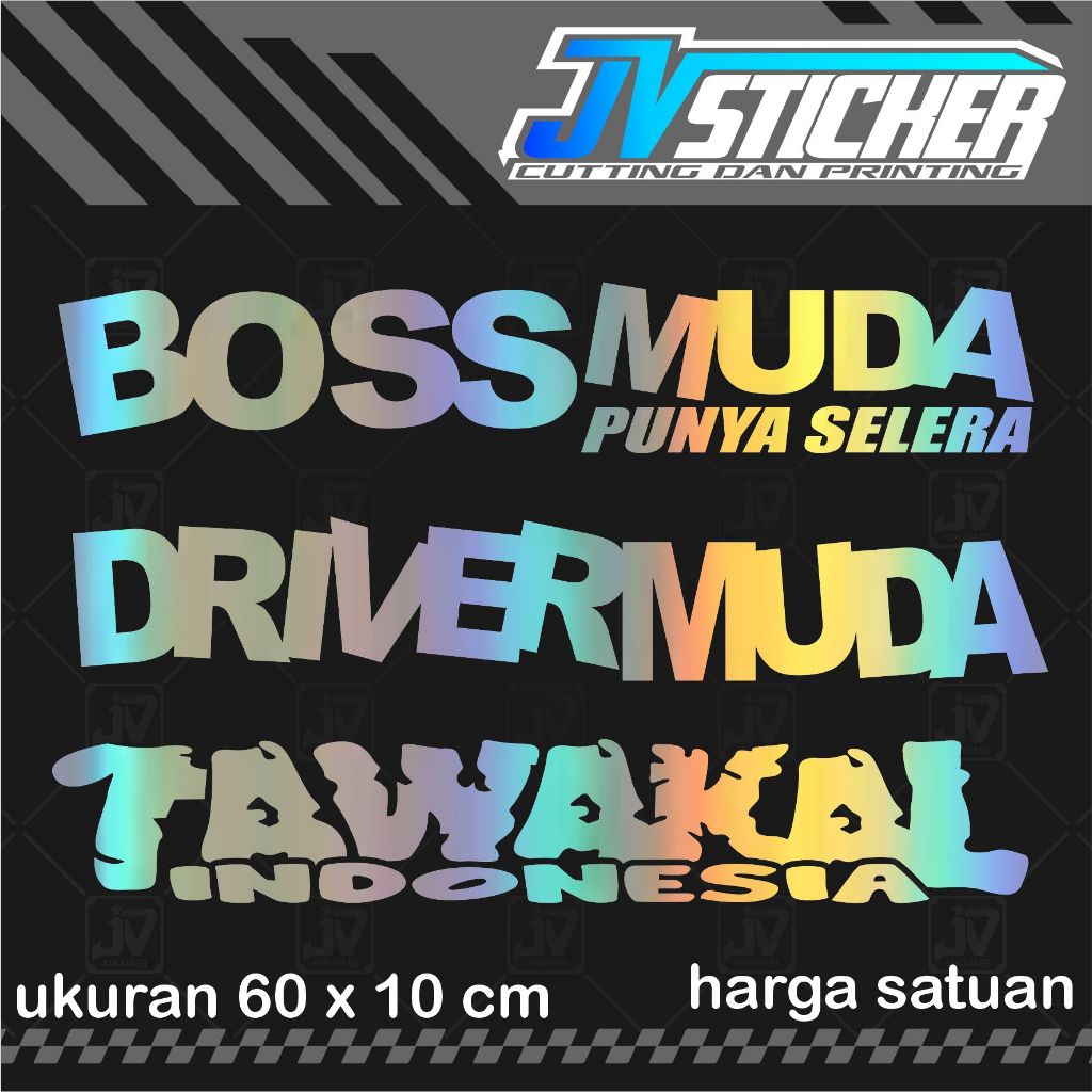 Jual stiker boss muda driver muda tawakal cutting sticker mobil murah ...