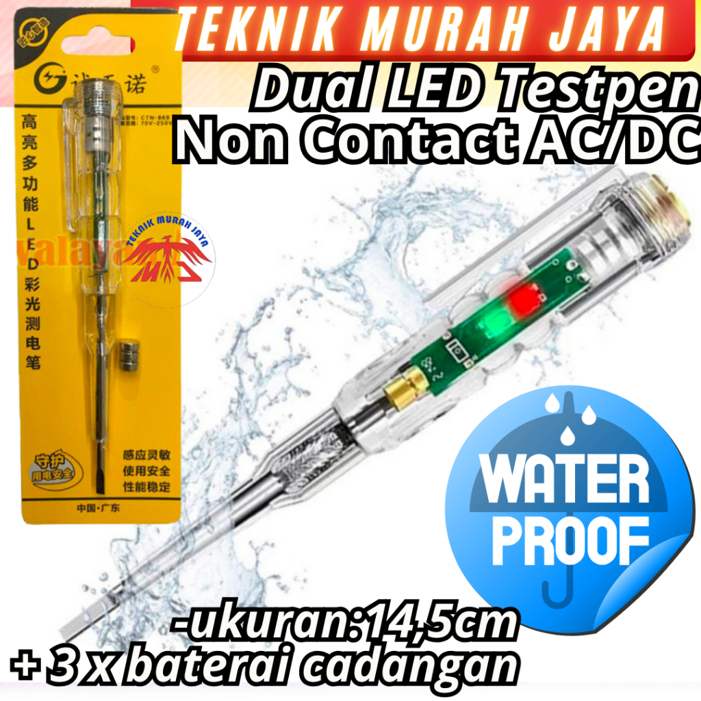 Jual ANCHOR Obeng Tespen Lampu Dual LED Testpen Non Contact AC/DC Test ...