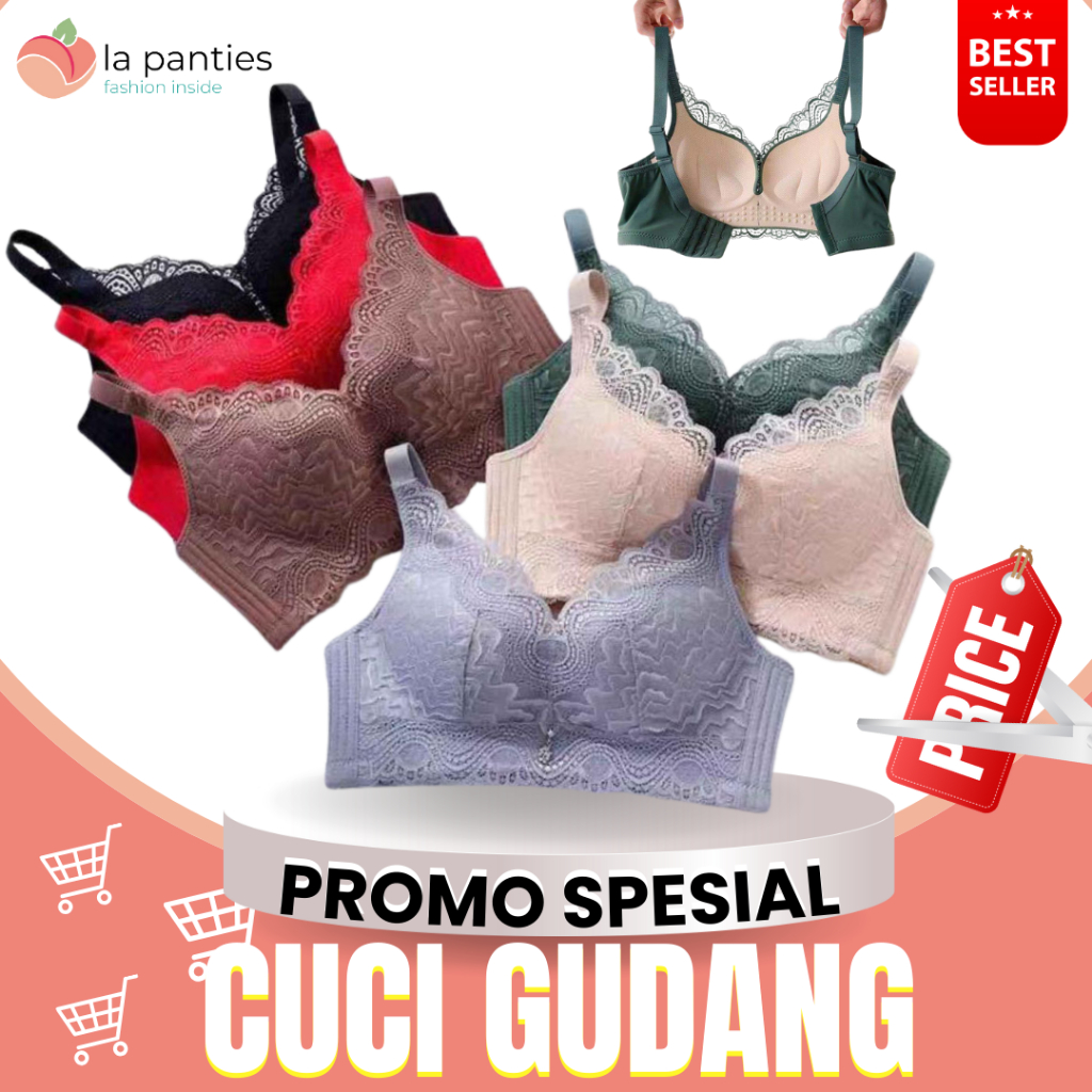 Jual La Panties Push Up Bra Tanpa Tali BH Seamless Bahan Renda Lace ...