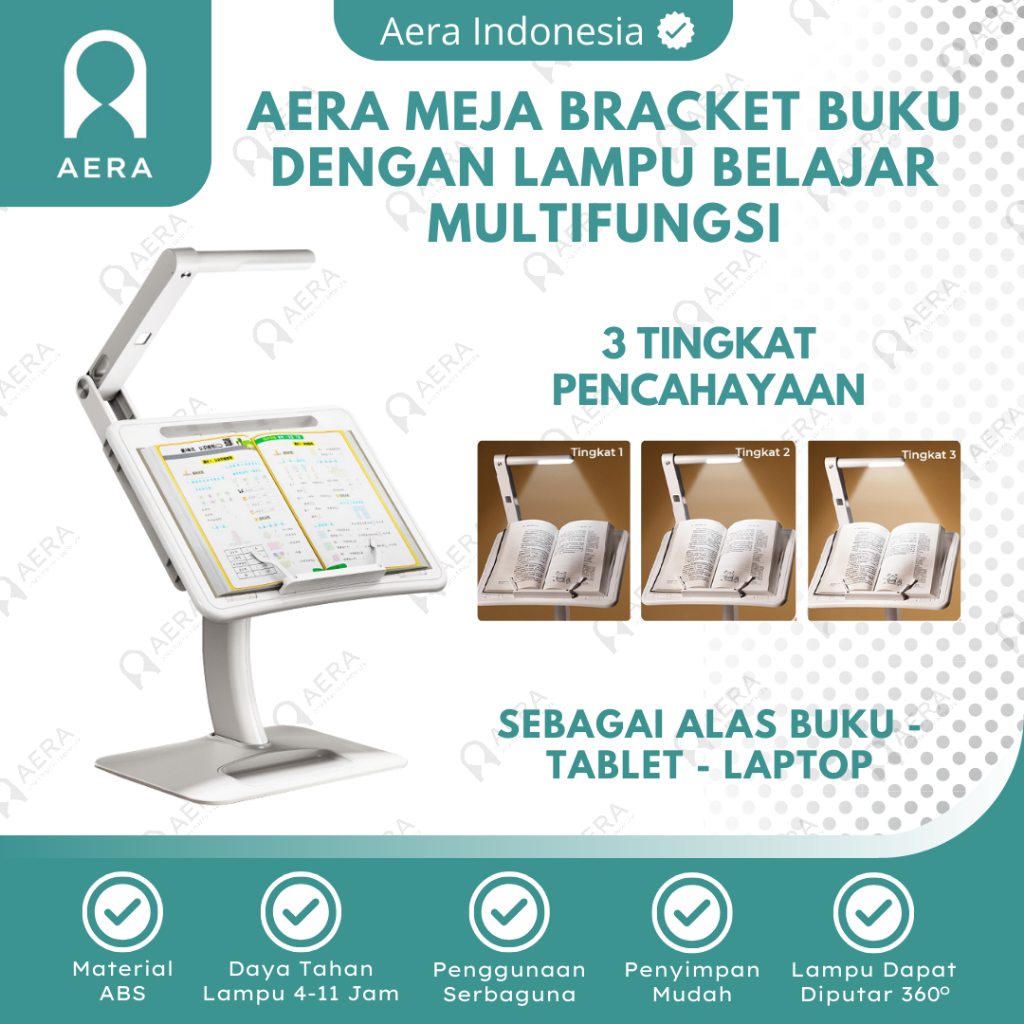 Jual AERA Meja Bracket Buku Laptop Tablet dengan Lampu 360 derajat ...