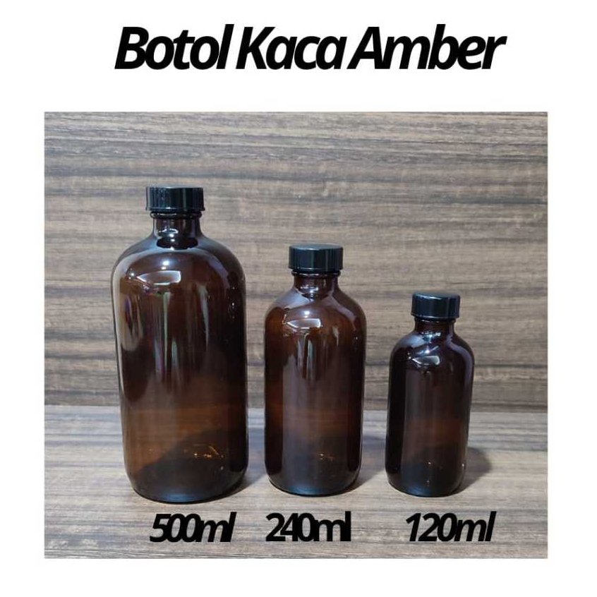 Jual Botol kaca 120ml 240ml 500ml Amber Botol Juice Kopi Boston Round ...