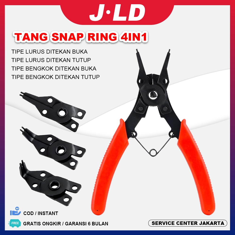 Jual JLD Tang Snap Ring 4in1 Circlip Tekan Buka Tutup Bengkok Tang set ...