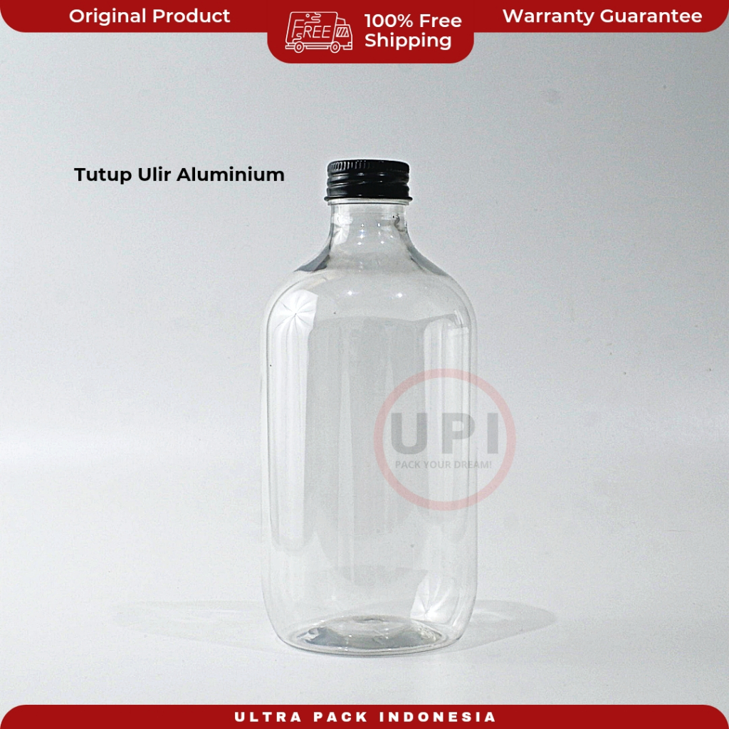 Jual KEMASAN MINUMAN BOTOL FOOD GRADE - BOTOL PET MADA 500ML CLEAR + TUTUP ULIR ALUMINIUM HITAM ...