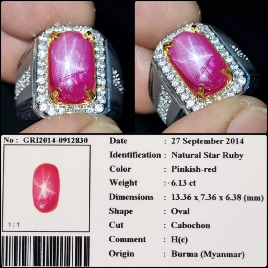 Jual Natural Star Ruby Burma Asli Memo GRI Lab Batu Permata Ster ...