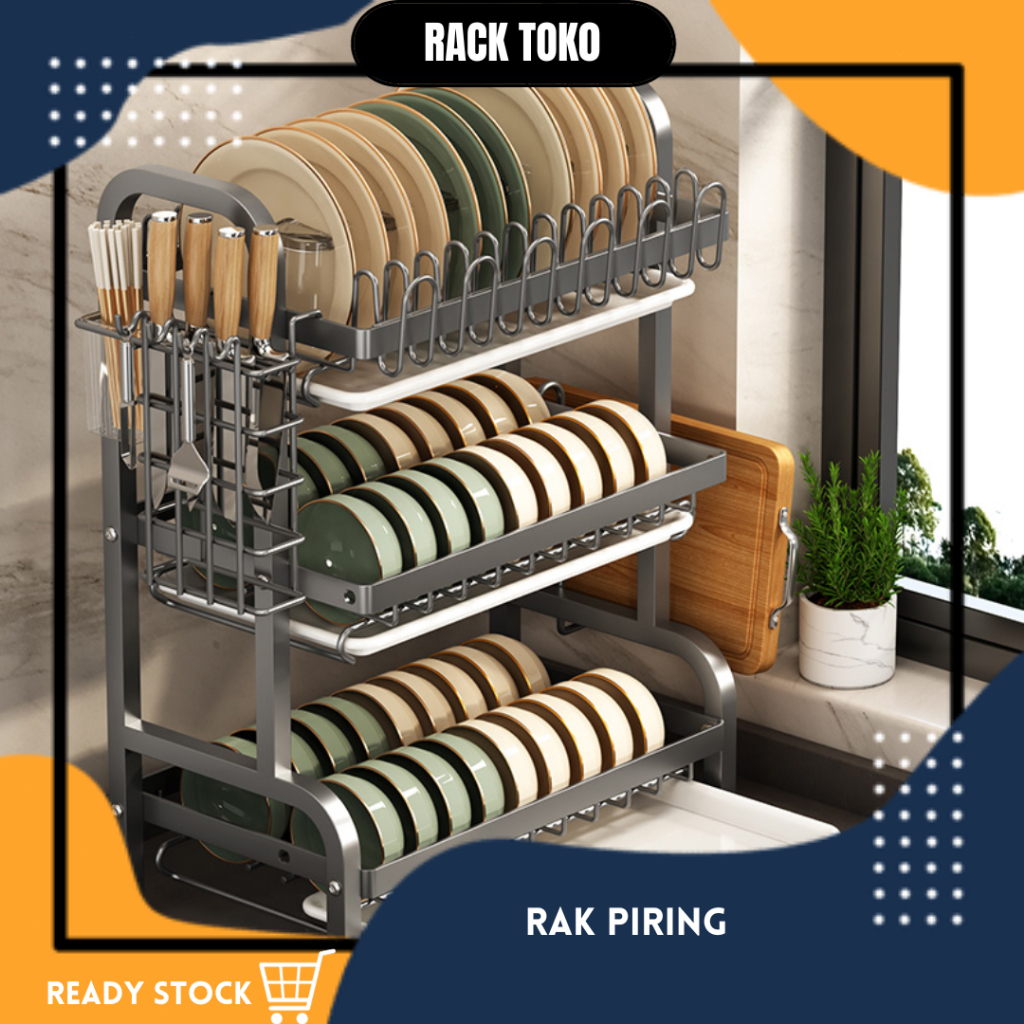 Jual Rak Piring Dengan Peniris Rak PIring Susun Tirisan Rak Piring ...