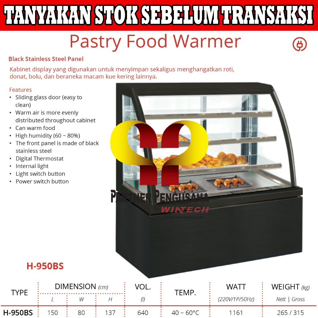 Jual Getra H-950BS Pastry Food Warmer Kabinet Penghangat Roti, Kue, Dll ...