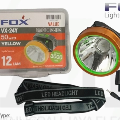 Jual Senter Kepala FOX 50 Watt VX 24 / VX 24Y Rechargeable | Shopee ...