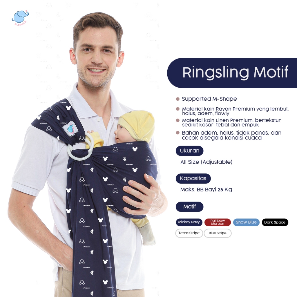 Jual Elephas Ring Sling Motif Series - Gendongan Bayi Newborn dan ...