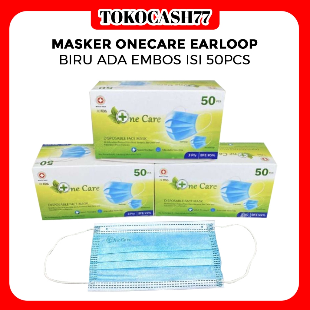 Jual MASKER ONECARE EARLOOP BIRU ADA EMBOS ISI 50PCS | Shopee Indonesia