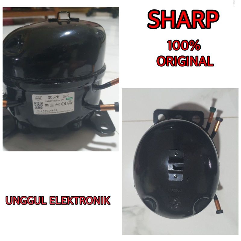 Jual Kompresor kulkas sharp 1/6 pk QD52H ORIGINAL | Shopee Indonesia