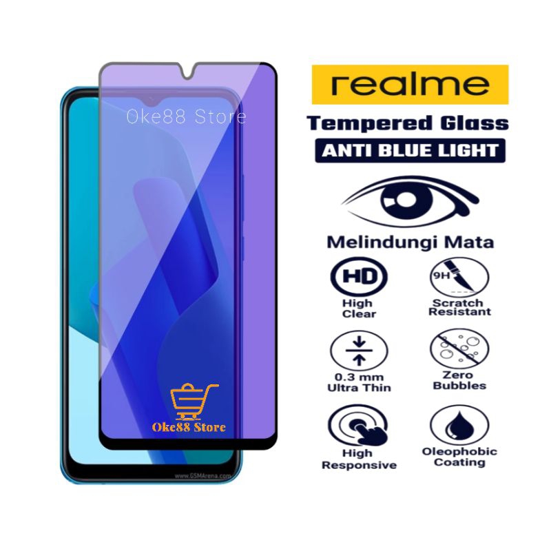 Jual Tempered Glass Anti Blue Light Realme Q Q2 Q2 Pro Q3 Q3 Pro U1 V3 V5 5G V11 5G V11s 5G V13 ...