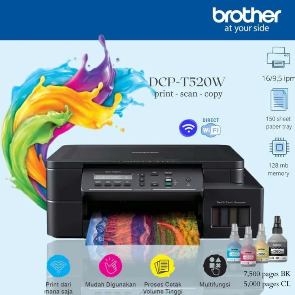 Jual Printer Brother DCP-T520W Ink Tank - Print/Scan/Copy - A4 | Shopee ...