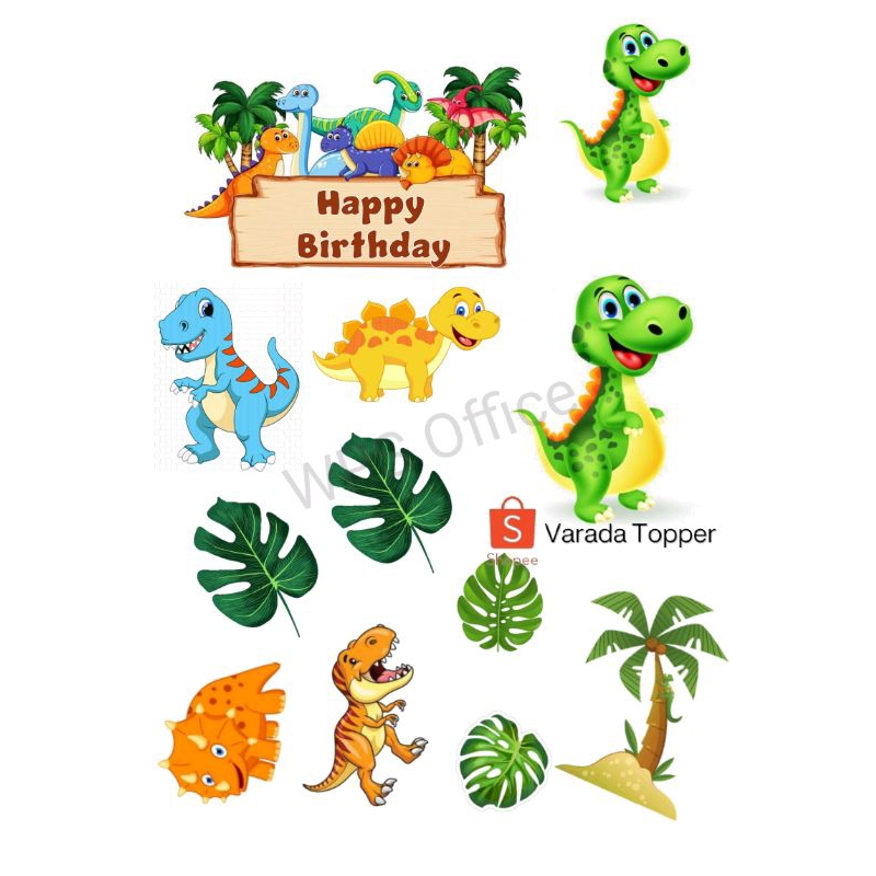 Jual Topper Cake Tema DINOSAURUS Free Request Nama/Hiasan Kue Ultah ...