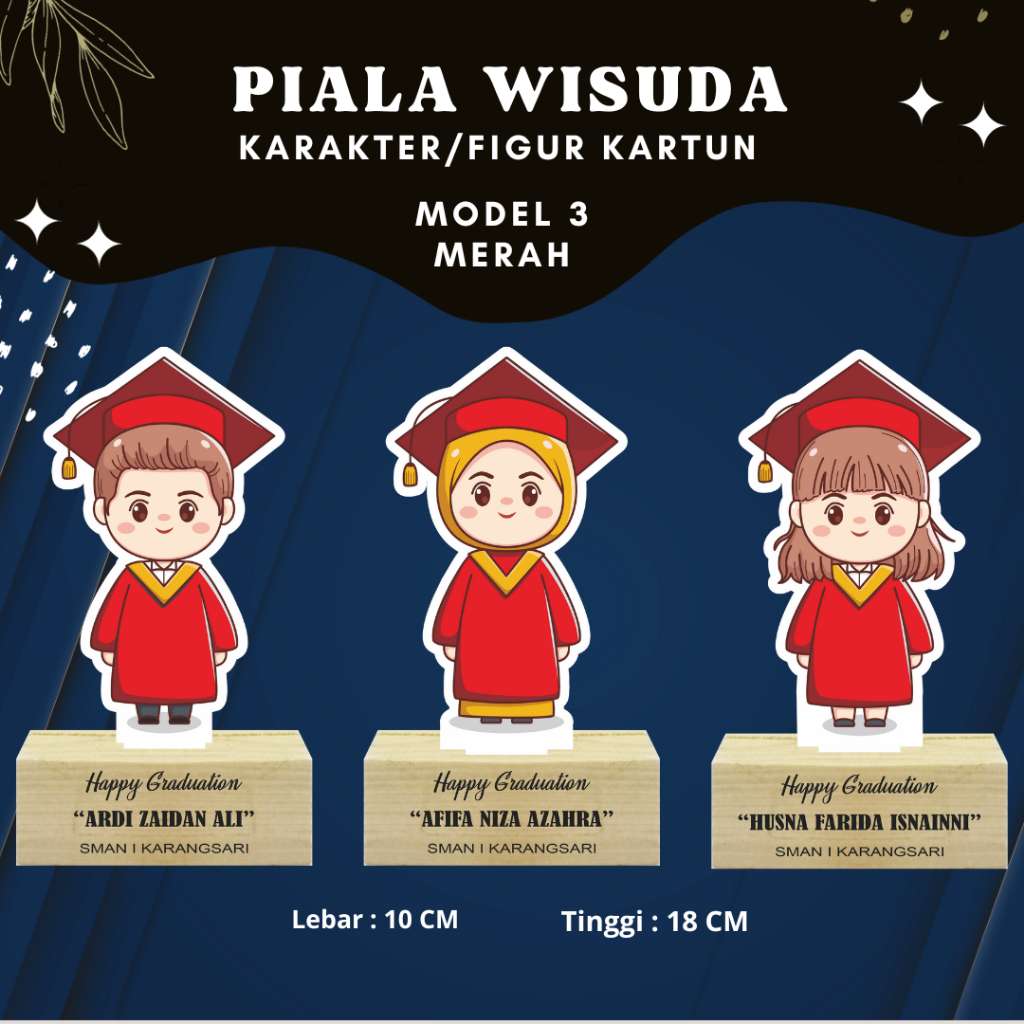 Jual Piala Souvenir Wisuda Model 3 merah | Shopee Indonesia