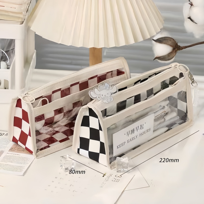 Jual Pensil case/kotak alat tulis/Tempat Pensil Kotak-kotak Transparan ...