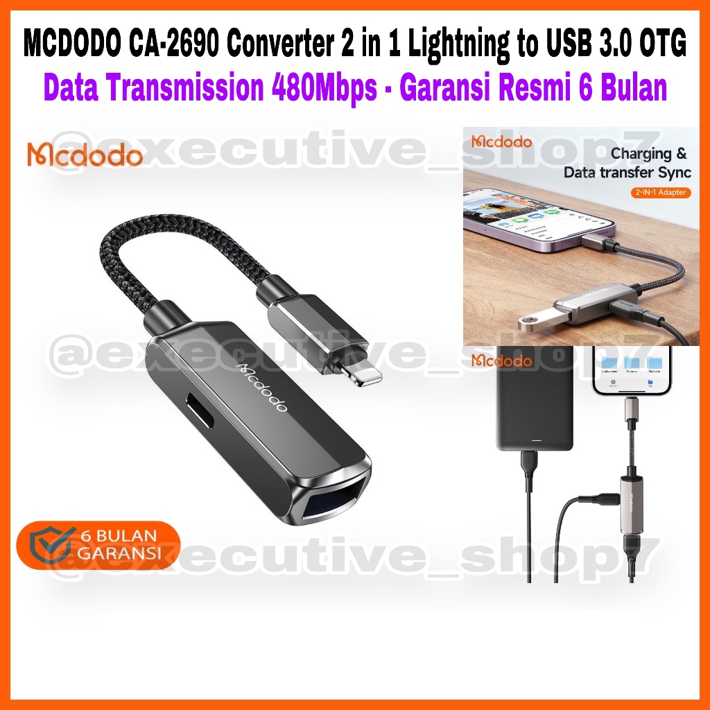 Jual MCDODO CA-2690 Converter 2 in 1 Lightning to USB 3.0 OTG - Data ...